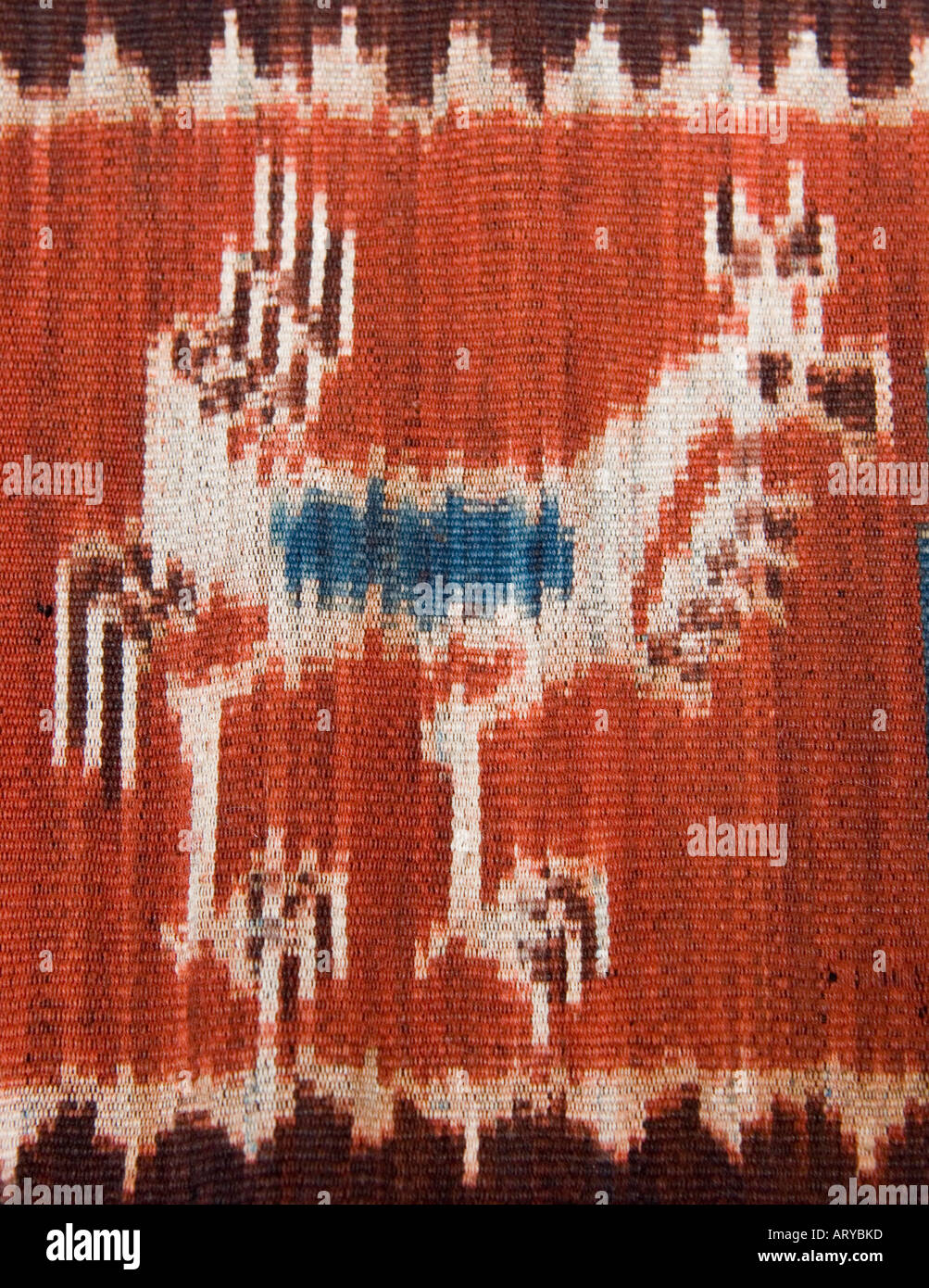 Detail of an ikat textile woven on a backstrap loom Sumba Indonesia ...