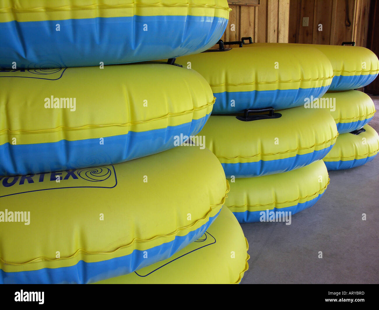 Float Tubes Stacked in a Row Stock Photo - Alamy