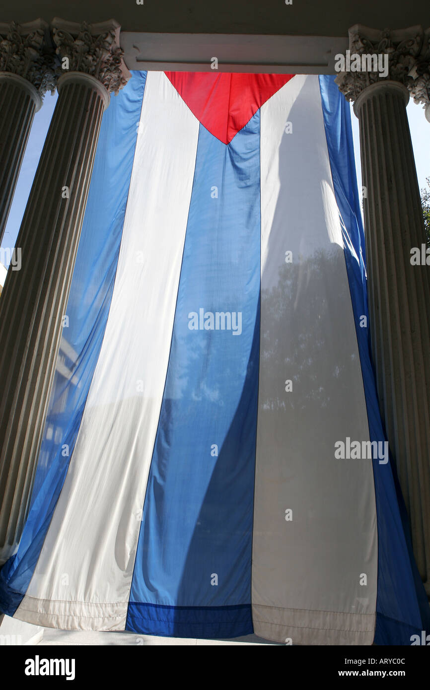 Cuba Bacardi museum Cuban Santiago flag flying colour color column city ...