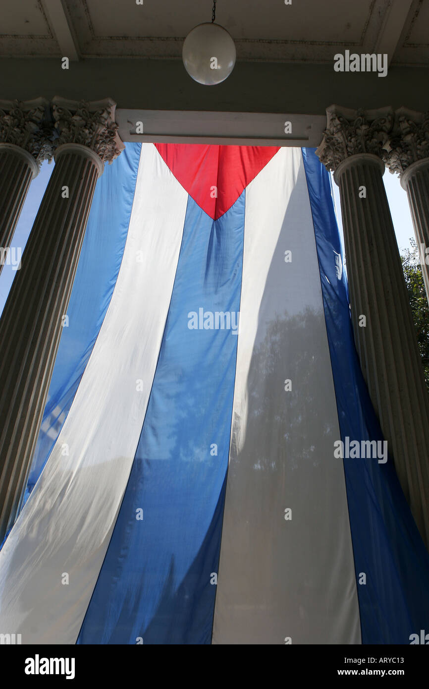 Cuba Bacardi museum Cuban Santiago flag flying colour color column city ...