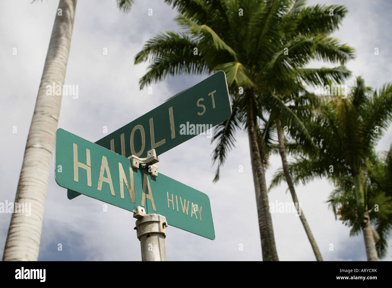 Sign post up ahead reads "The Hana Highway". Here the road sign ...