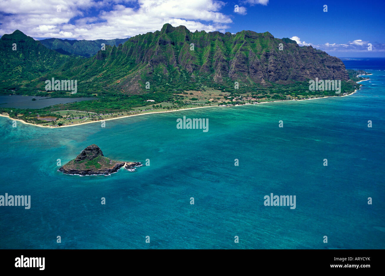 Aerial view of Mokoli'i Island (previously known as the outdated term ...