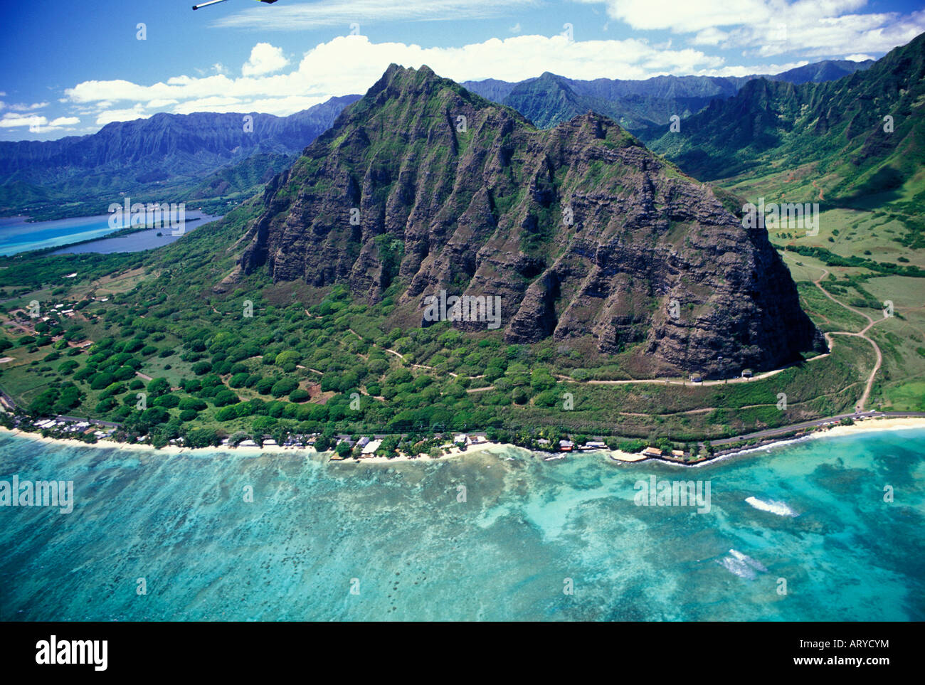 Kualoa Valley Oahu Hawaii Aerial Hi res Stock Photography And Images