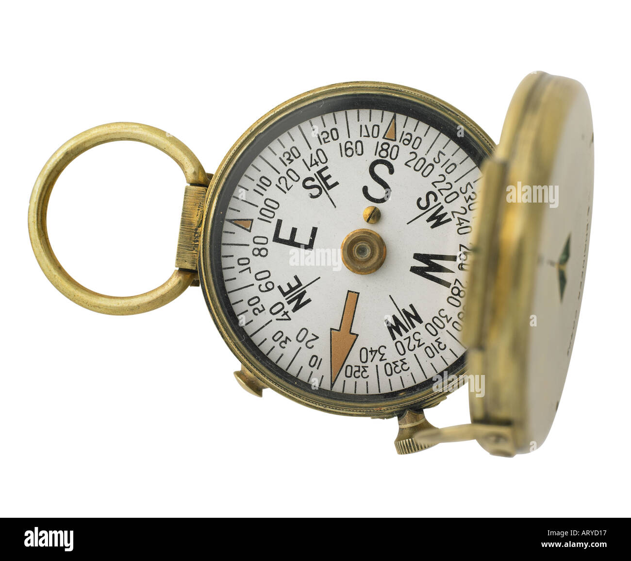 Antique compass with lid Stock Photo - Alamy