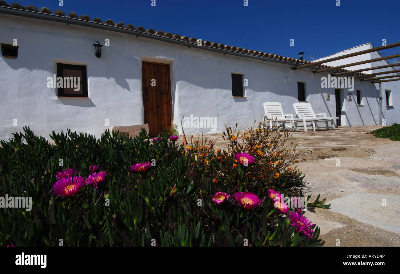 front view of a restored Spanish farmhouse in Andalusia, Spain Stock ...
