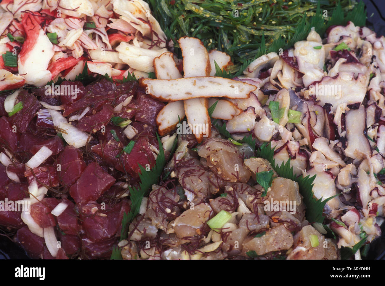 Poke fish platter Stock Photo - Alamy