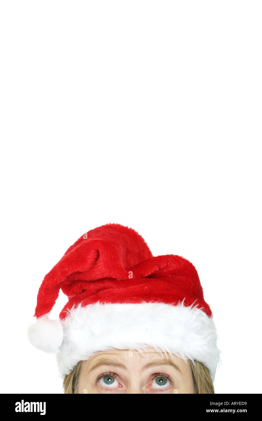 woman wearing xmas hat Stock Photo - Alamy