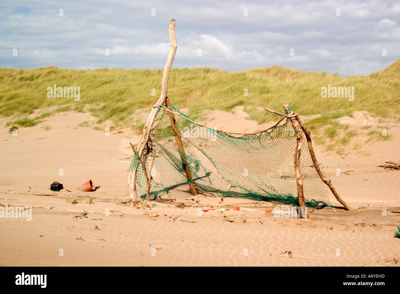 makeshift football scoccer goal posts Saunton Sands Beach and sand ...