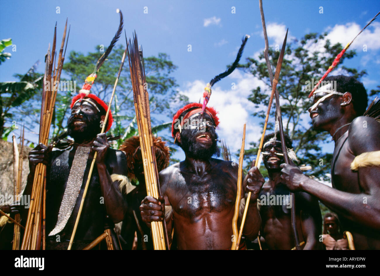 Mock battle baliem valley Stock Photo - Alamy
