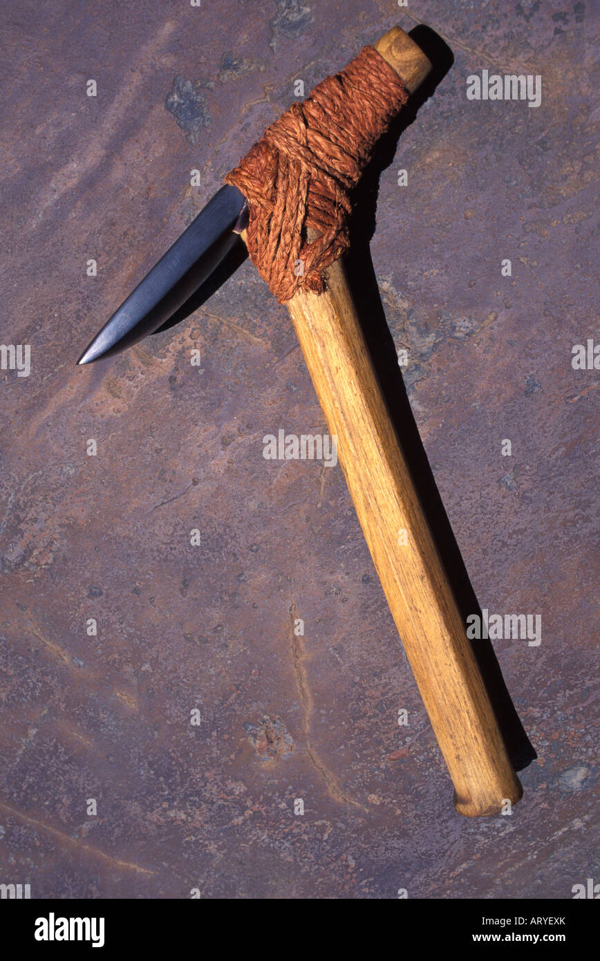 Contemporary Hawaiian adz, made from basalt, finished with natural ...