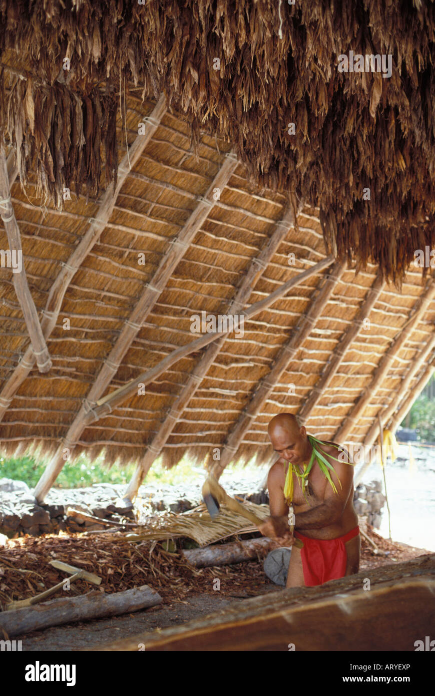 Contemporary Hawaiian adz, made from basalt by Tom Piko, finished with ...