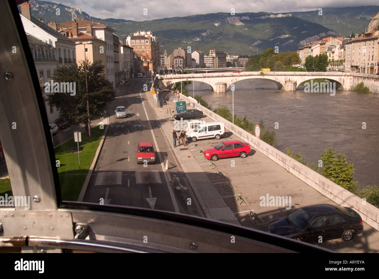 cable car to la bastille Grenoble Department of Isere the Alps France ...