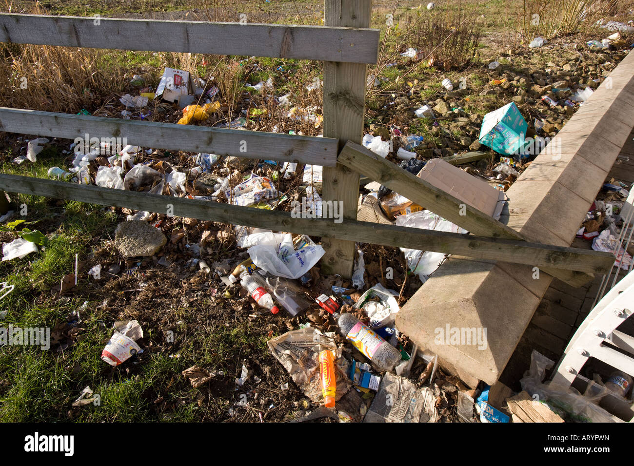 Litter near a public walkway near a supermarket in Manchester in the ...