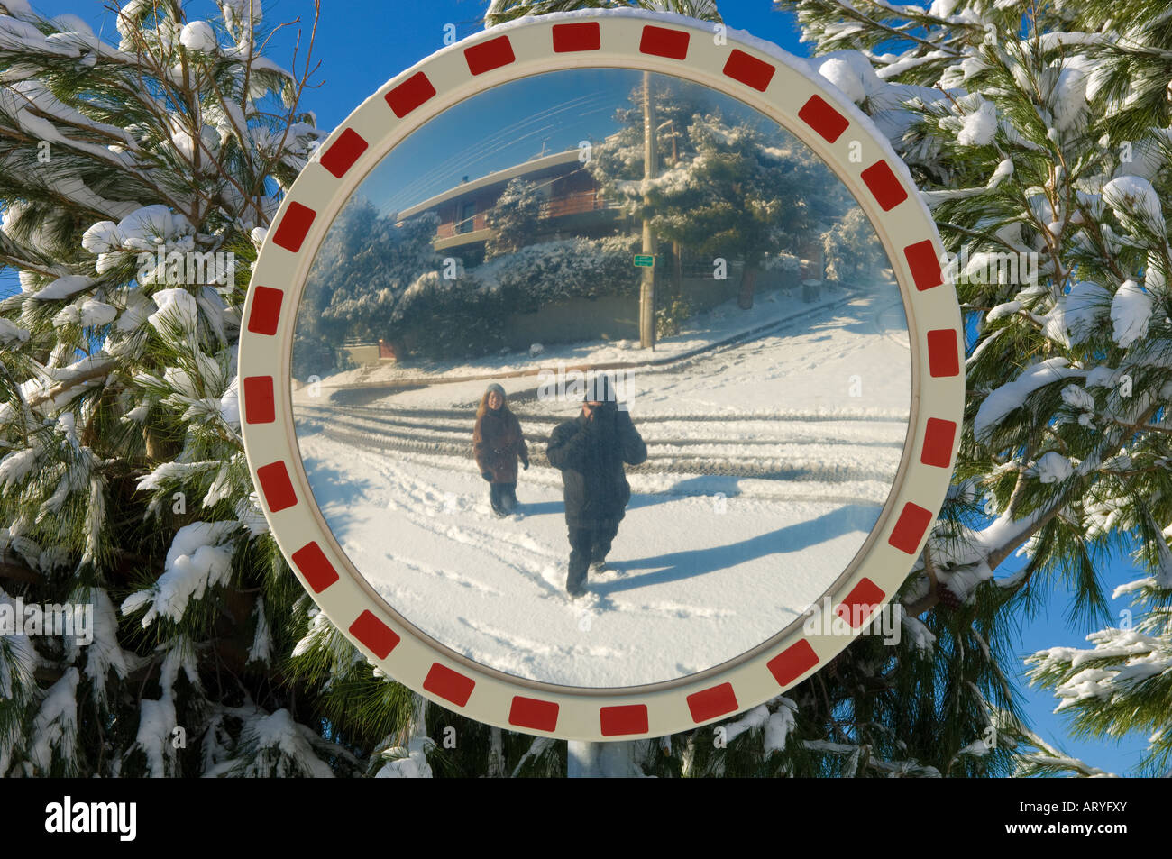 Mirror with Photographer in winter Stock Photo - Alamy