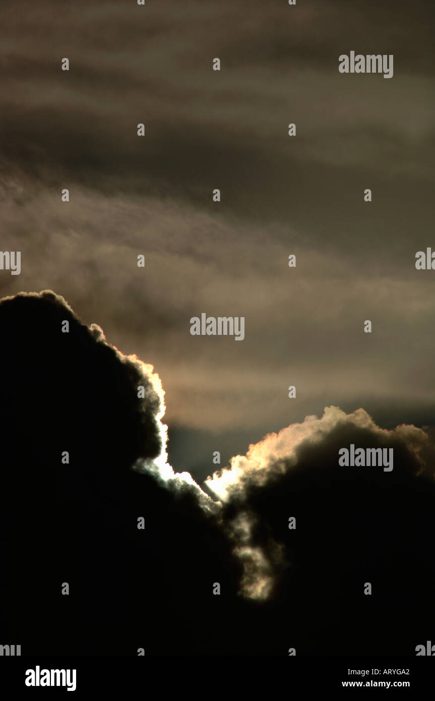 The Sun Rim Lighting Dark Evening Clouds Stock Photo - Alamy