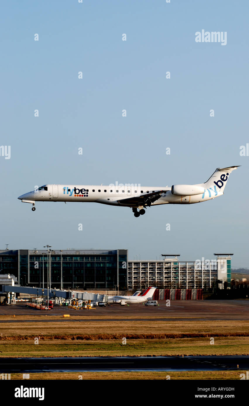 Flybe Embraer RJ145 aircraft landing at Birmingham International ...