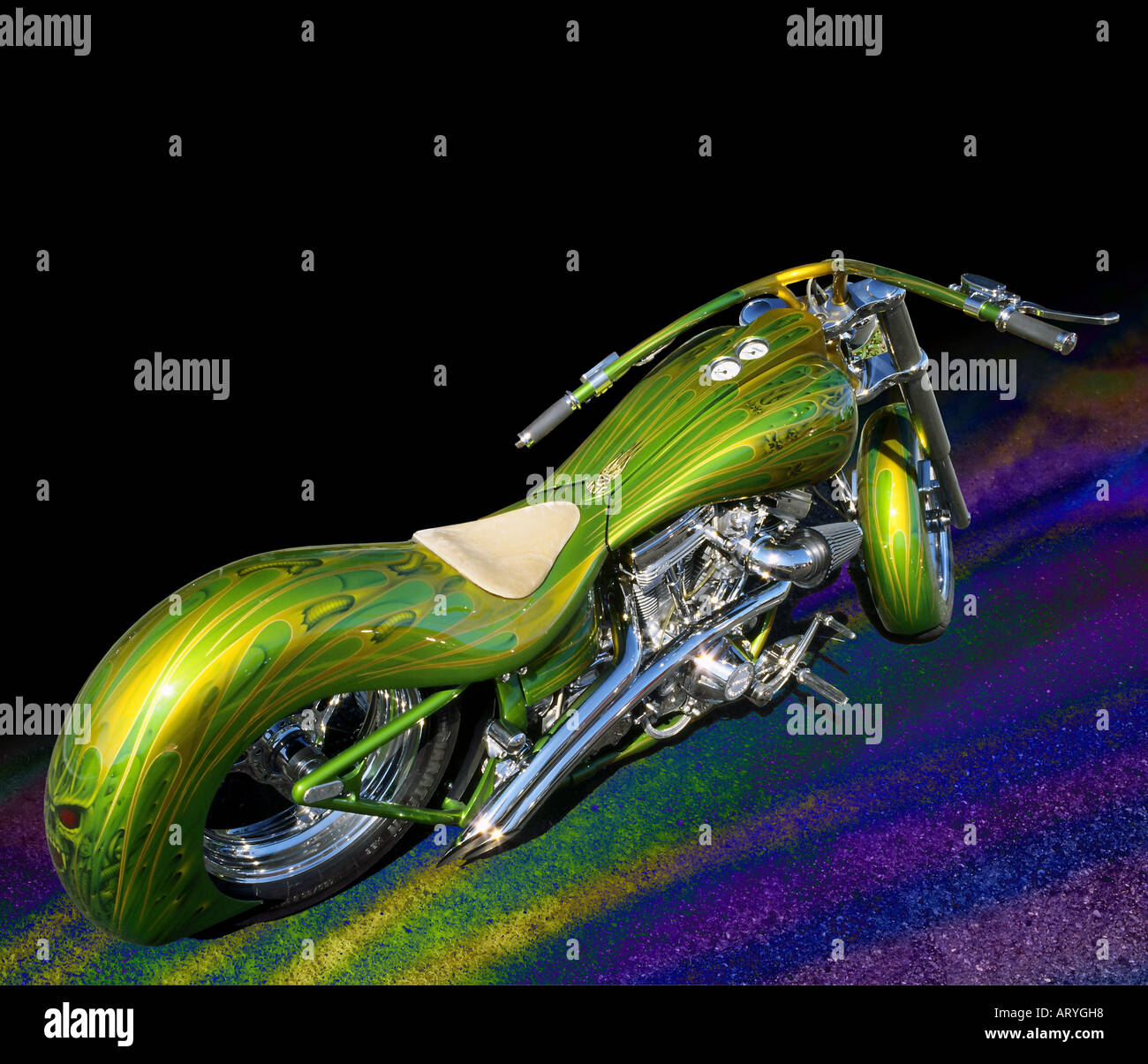 Stunning green customized motorcycle Stock Photo - Alamy