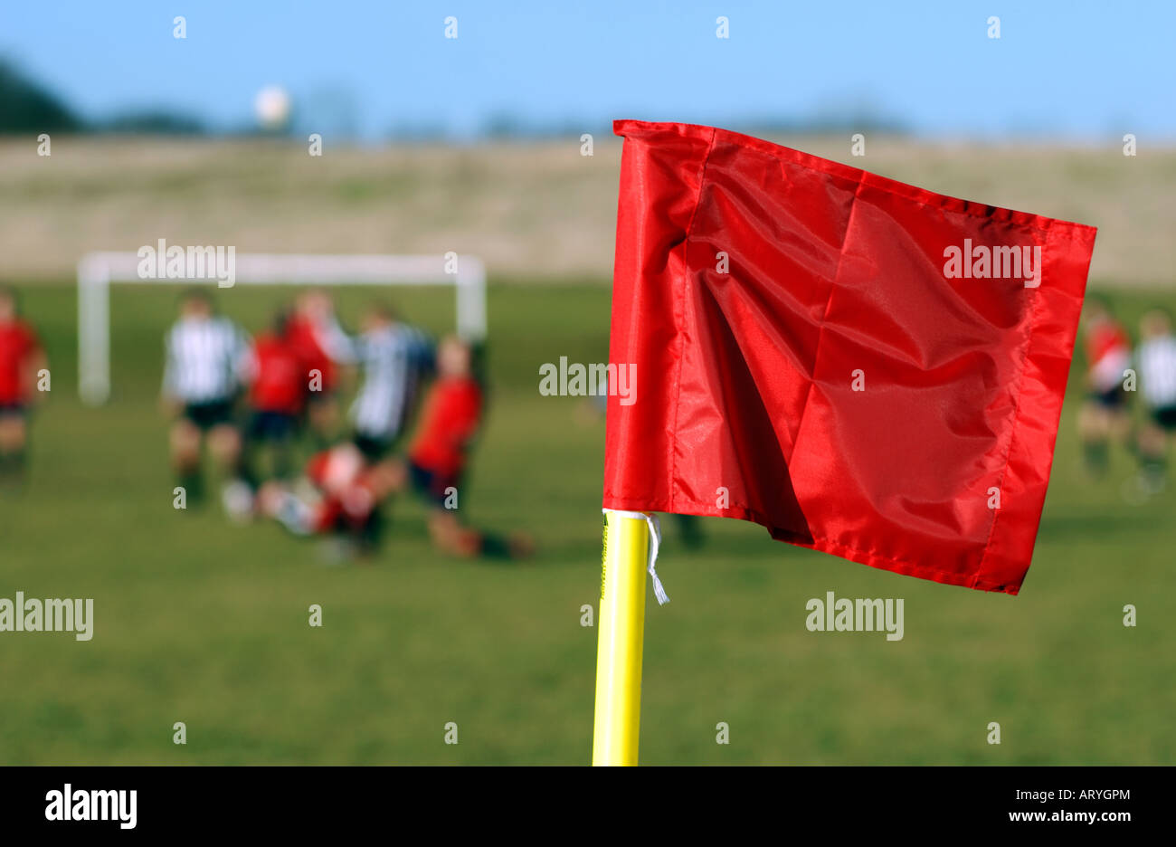 Corner flag at Sunday League football, Leamington Spa, England, UK ...
