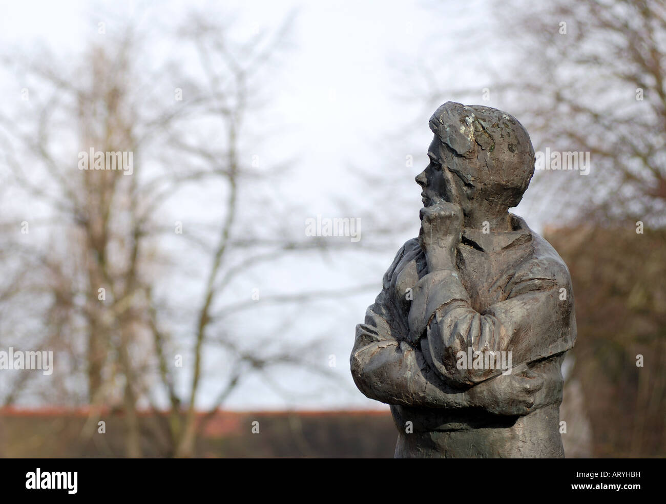 Rupert Brooke statue, Rugby, Warwickshire, England, UK Stock Photo - Alamy