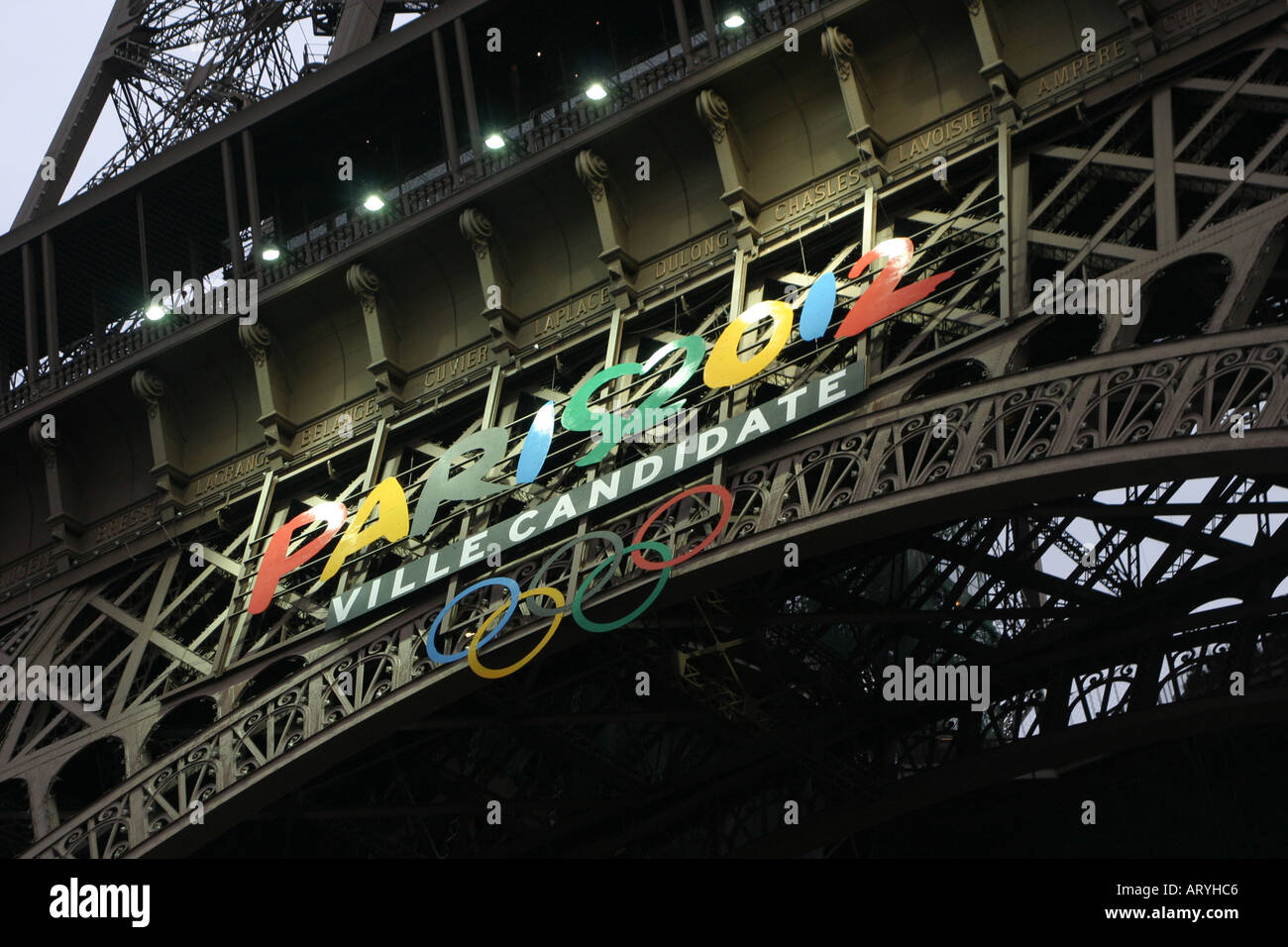 Paris 2012 Sign on Eiffel Tower Stock Photo - Alamy