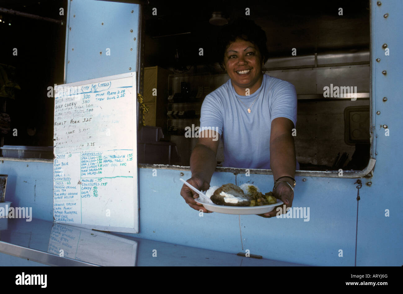 Local plate lunch from a plate lunch truck Stock Photo - Alamy