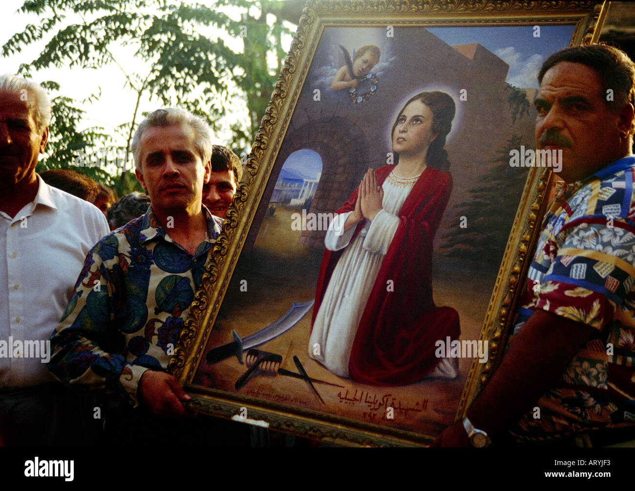 Byblos Lebanon Procession Of St Antonia Carrying Icon To Church Stock ...