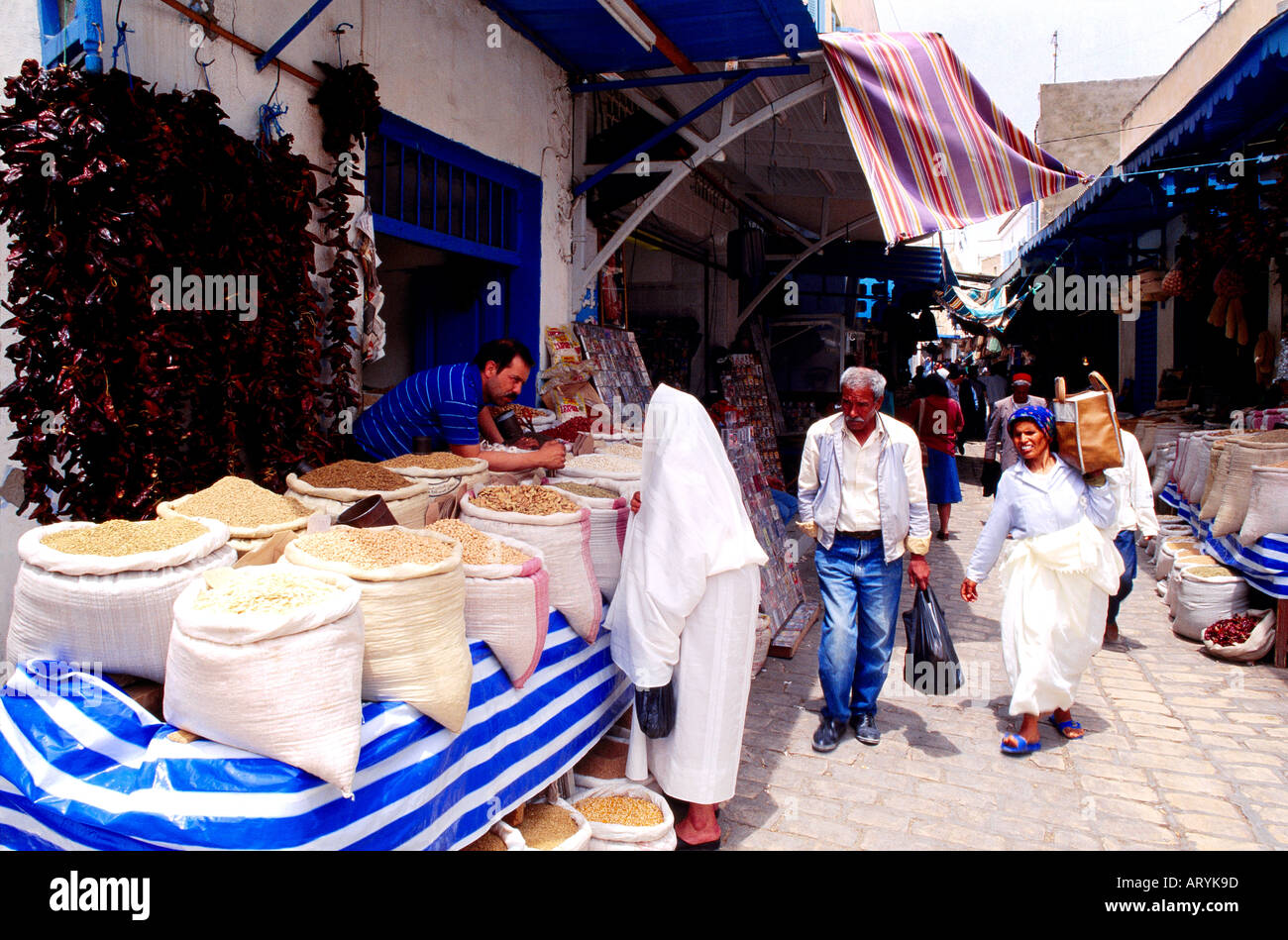 Sousse Tunisia Souk Veiled Woman Spice & Nut Stall Stock Photo - Alamy