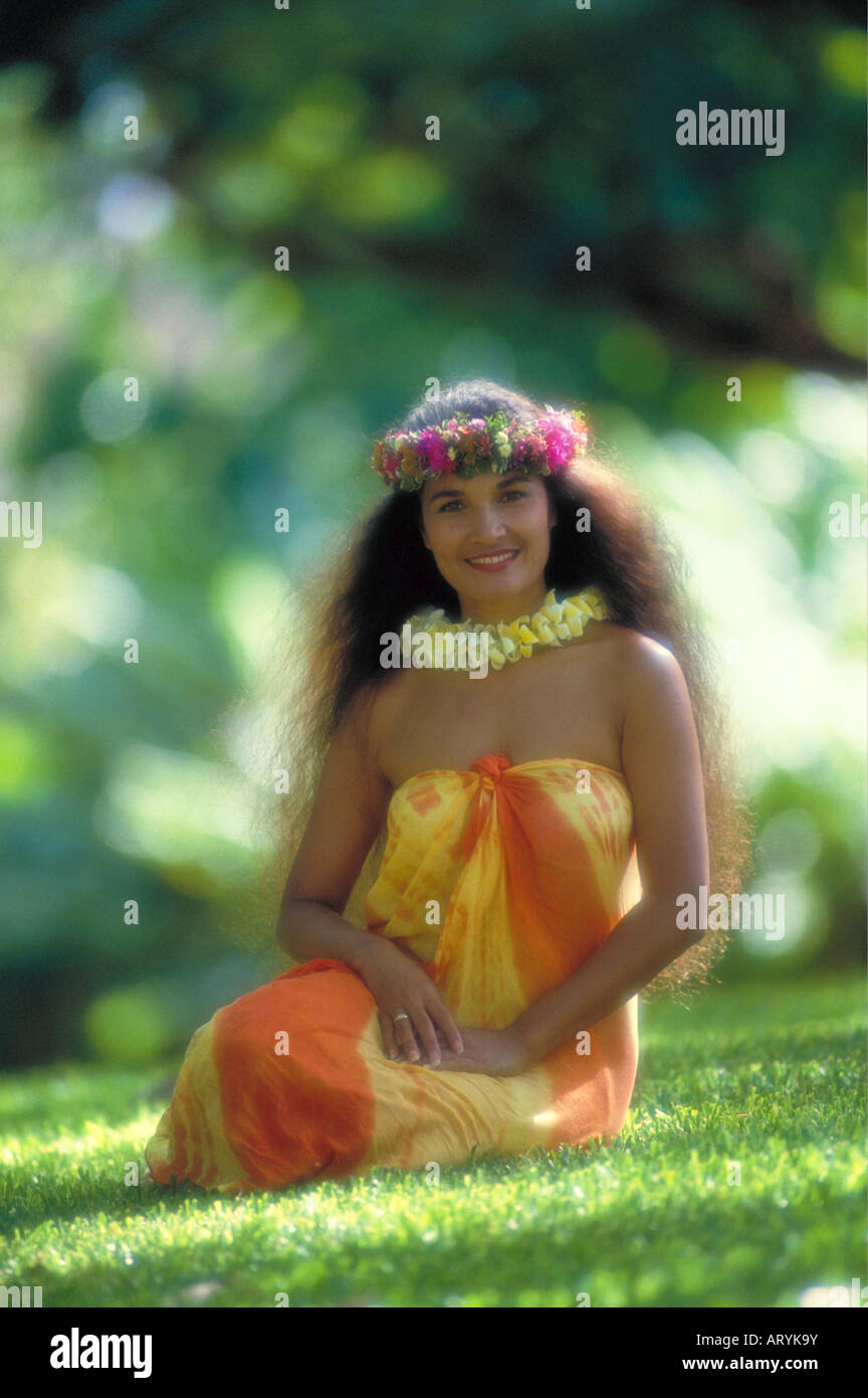 Hawaiian woman in outdoor park setting Stock Photo - Alamy