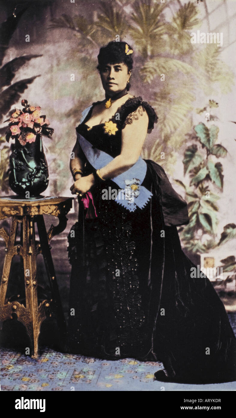 Queen Liliuokalani, Hawaii's last reigning queen, handtinted Stock ...