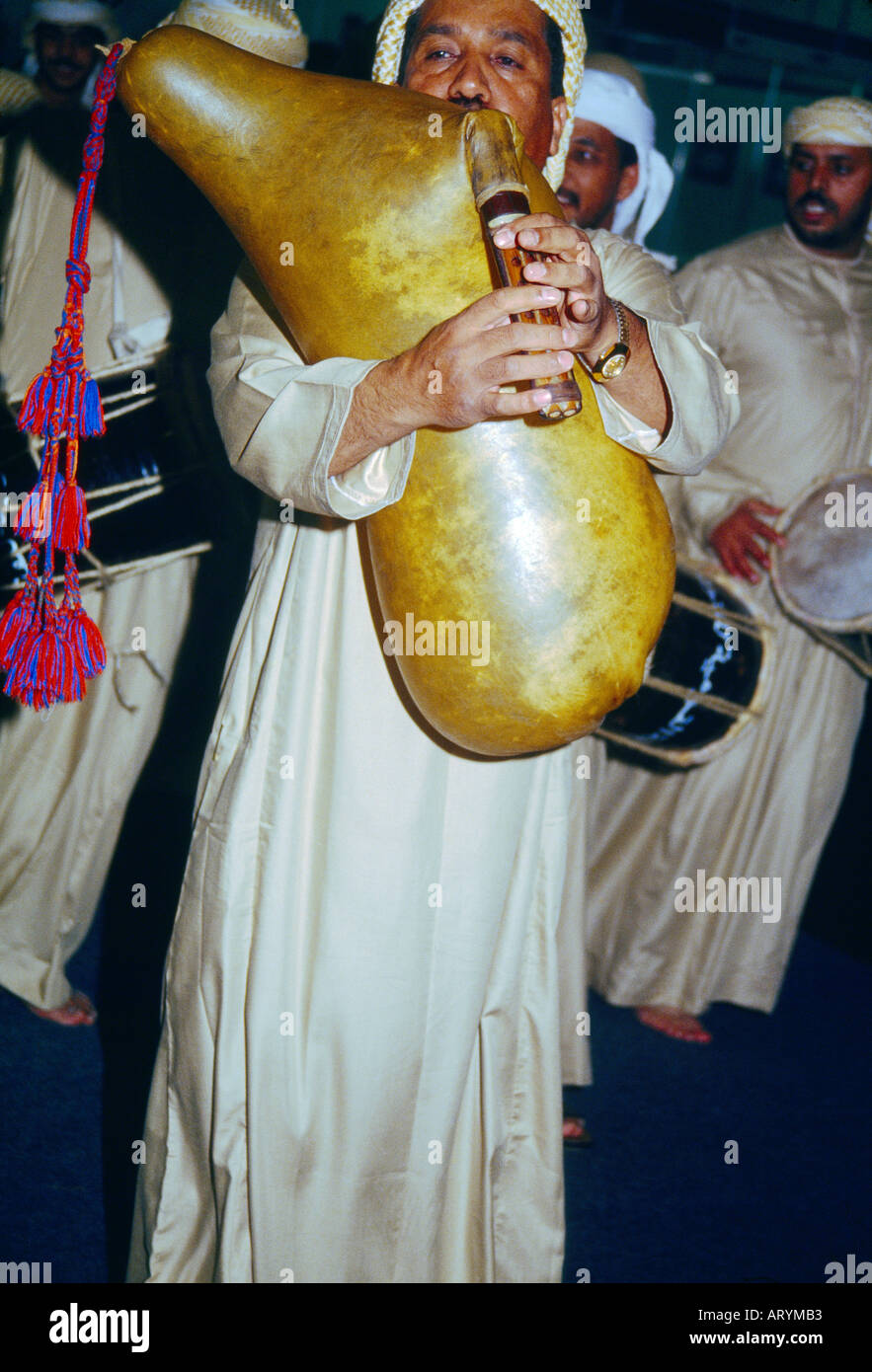 United Arab Emirates Musicians On National Day Playing Bagpipes Stock ...