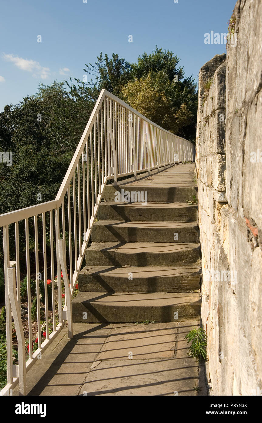 Steps path footpath along the City Walls in summer York North Yorkshire ...