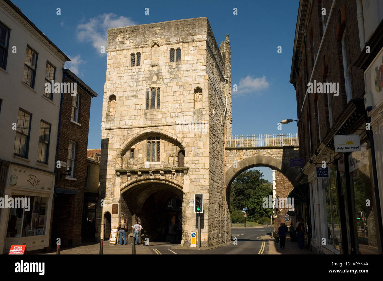 Monk Bar part of the City Walls in summer York North Yorkshire England ...