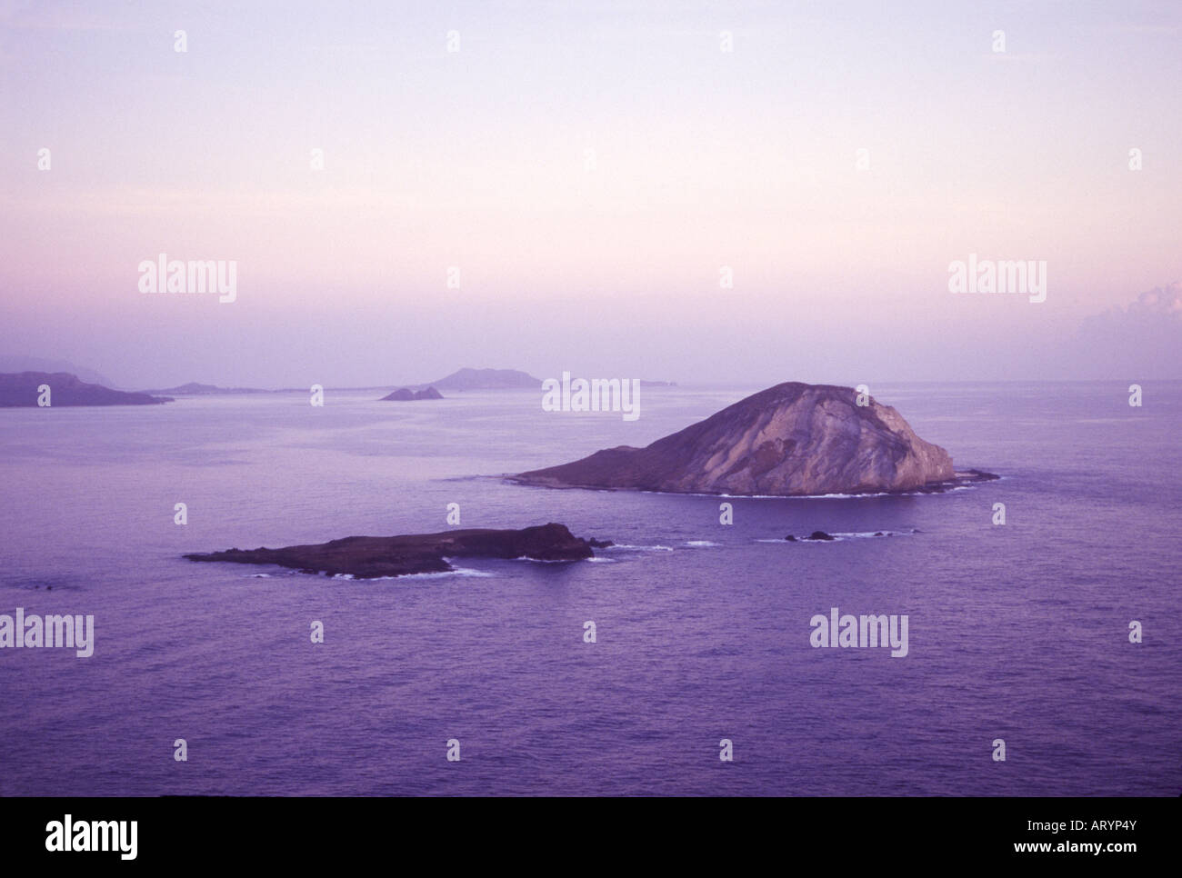 Dawn view from Makapuu lighthouse with view of rabbit island Stock ...