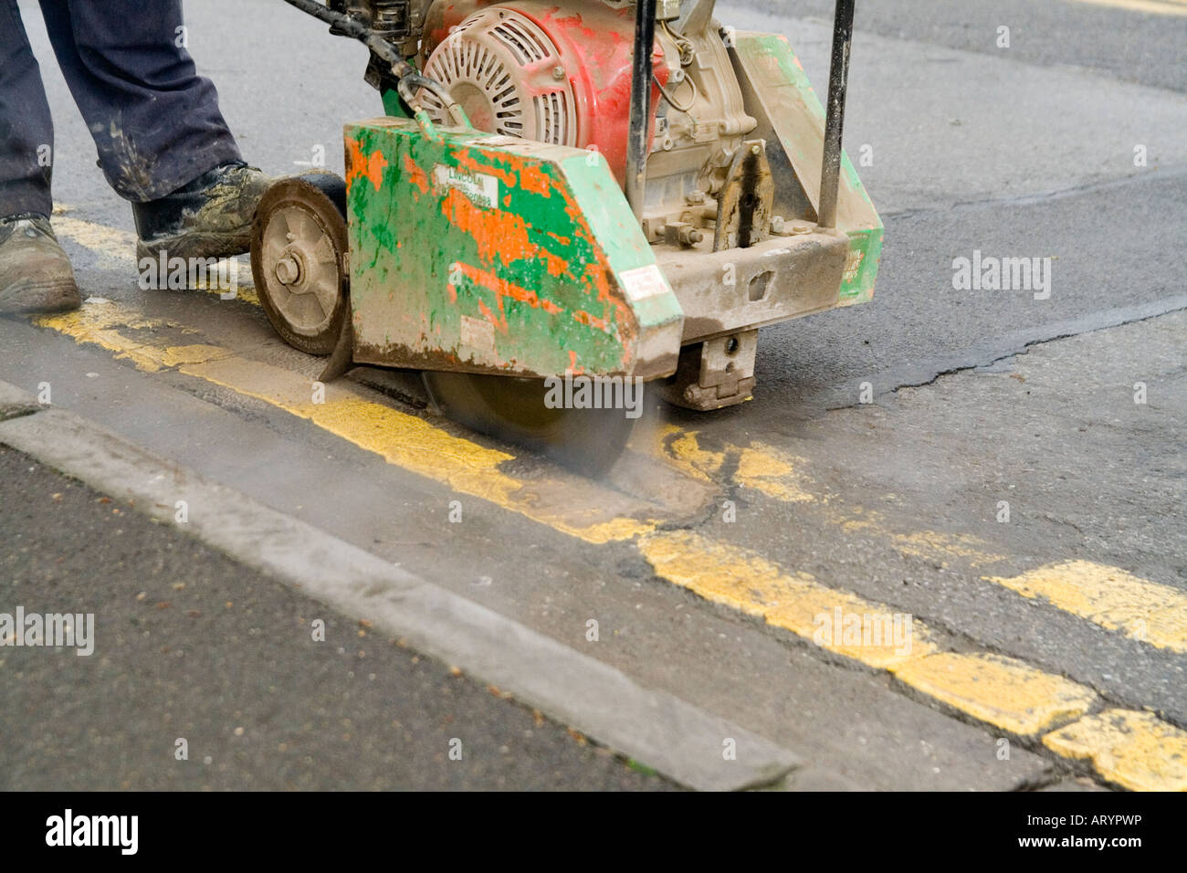 Saw, Tarmac, Worker, Builder.Men at Work. Road engineering people ...