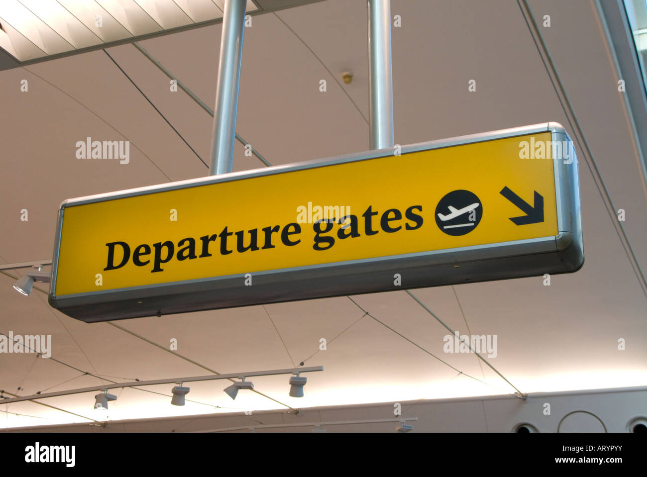 Departure gates sign at Gatwick airport Stock Photo - Alamy