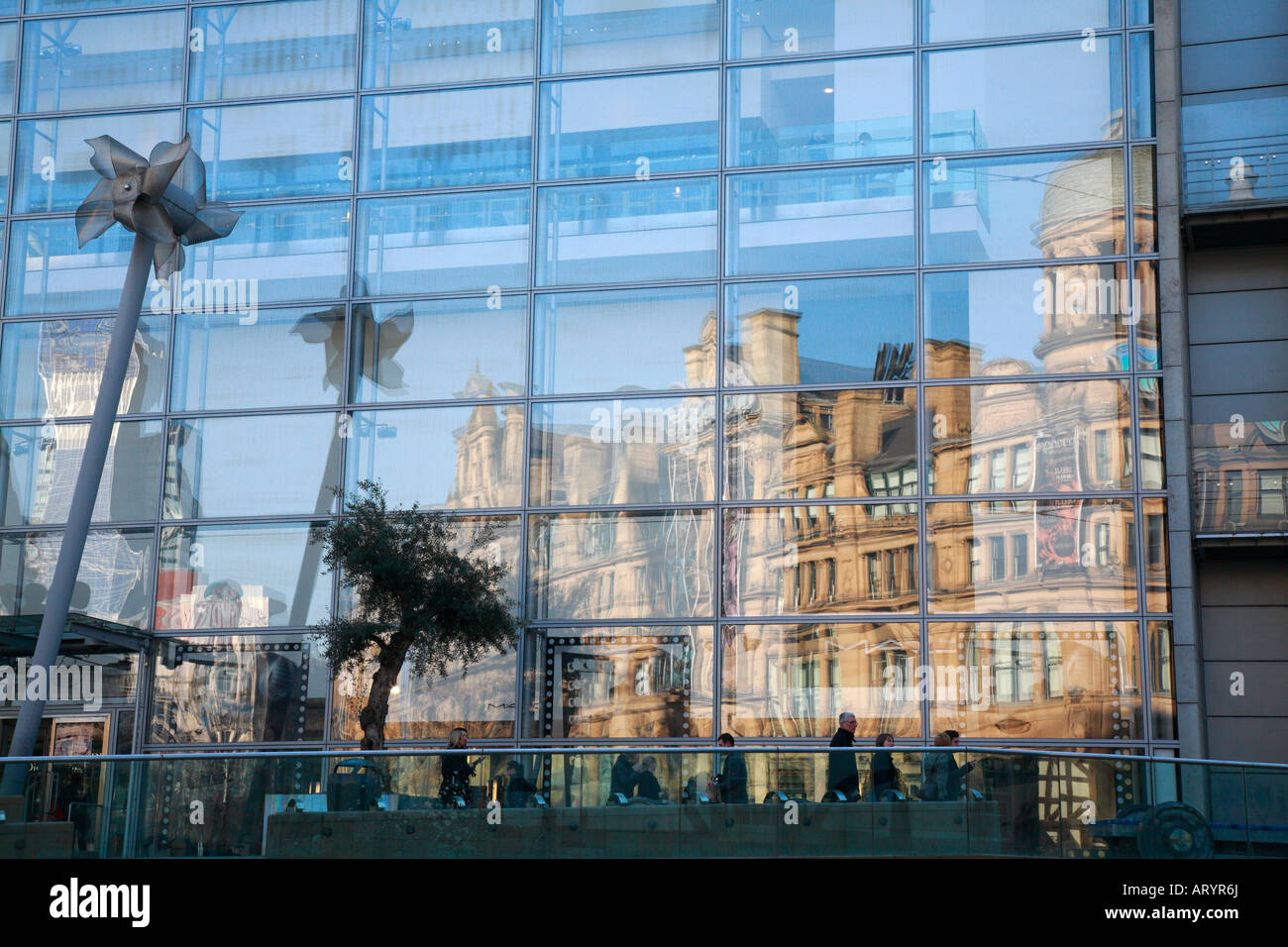 Reflection of The Triangle Shopping Centre, Manchester, England UK ...