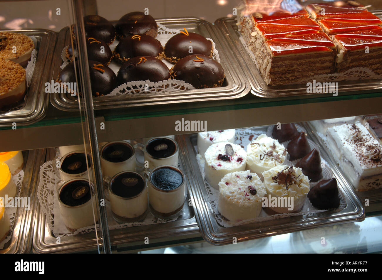 A display of Cream Cakes Stock Photo - Alamy