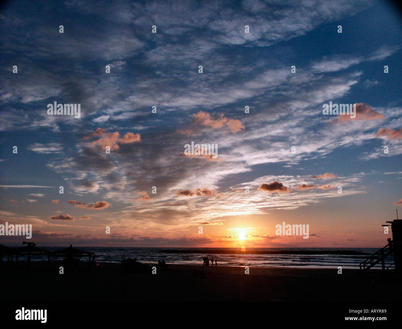 sun set over the Mediterranean Sea Israel Stock Photo - Alamy