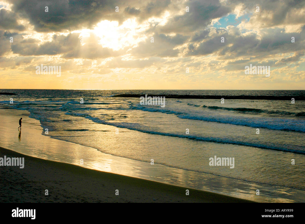 sun set over the Mediterranean Sea Israel Stock Photo - Alamy