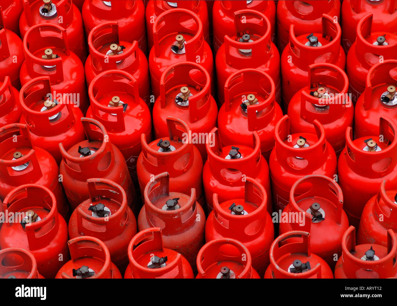 Red gas cylinders in transit Stock Photo - Alamy