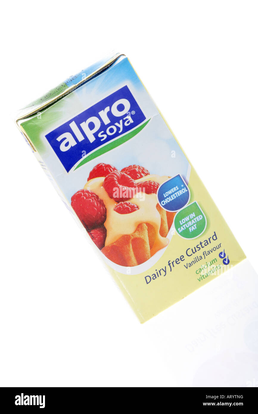 Alpro soya soy diet healthy carton custard dairy free food hi-res stock ...