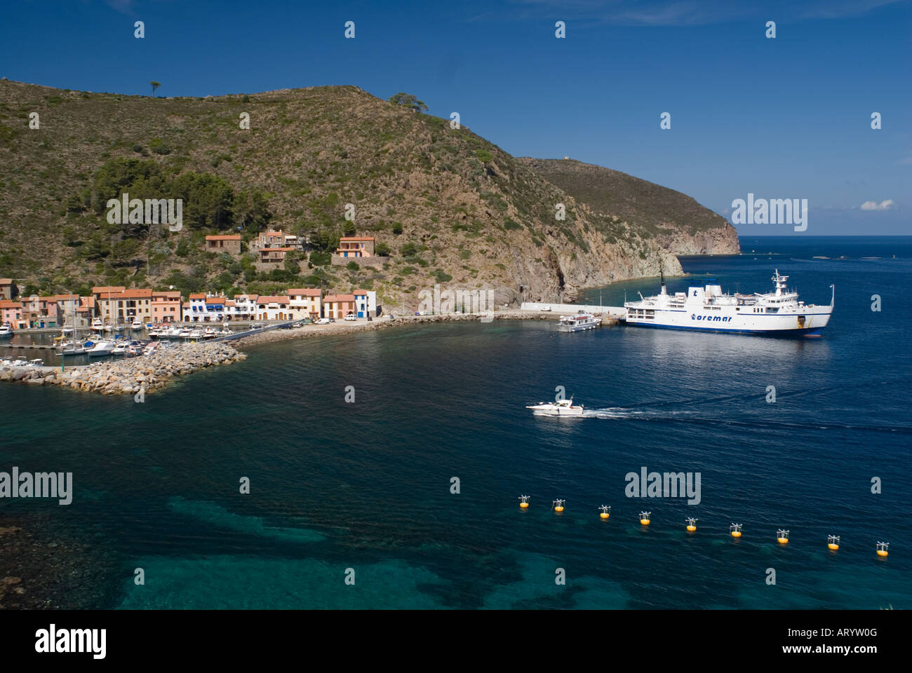 The harbour of Capraia Island, Tuscany, Italy Stock Photo - Alamy