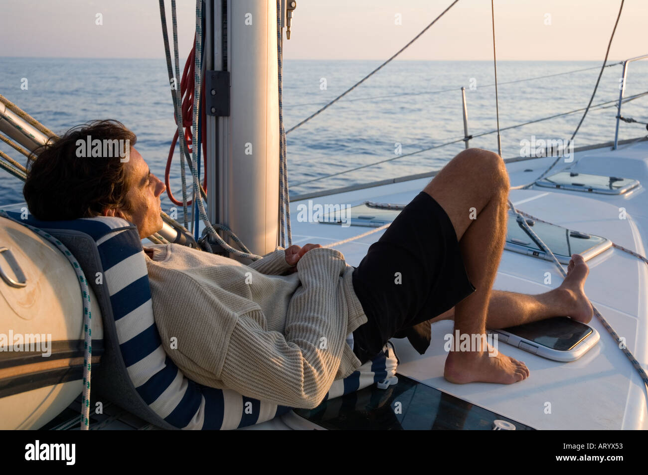A passenger relaxing at sea Stock Photo - Alamy