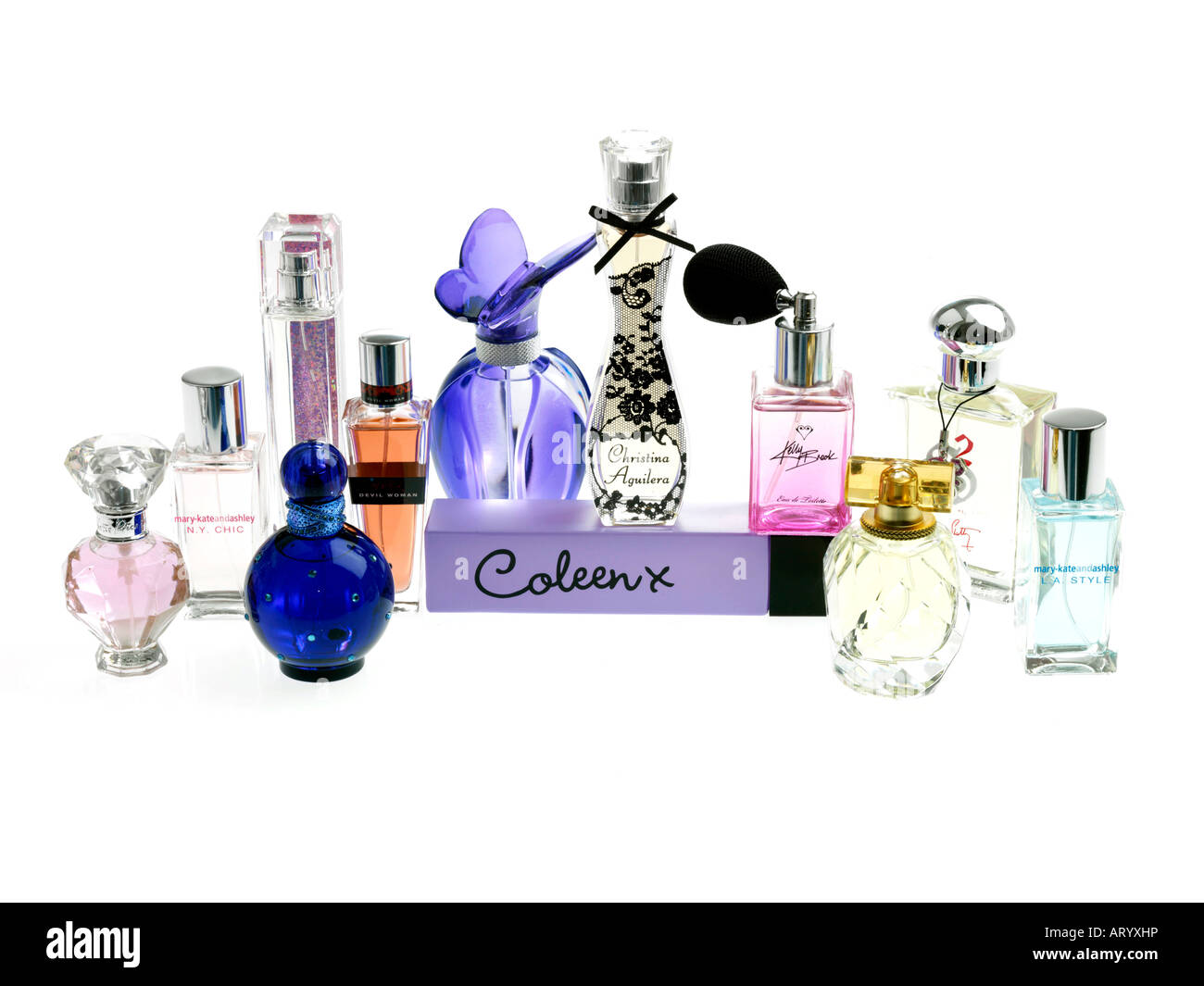Celebrity perfumes fragrances sprays parfum bottles new hi-res stock ...