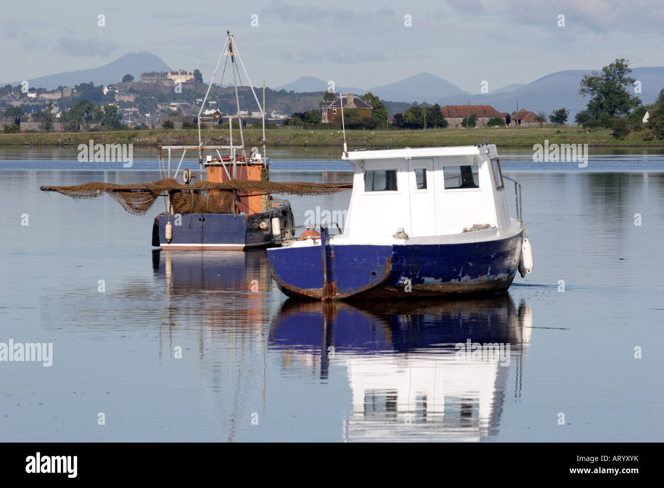 Looking Upstream to fishing boats on the Forth Estuary at Alloa Stock ...