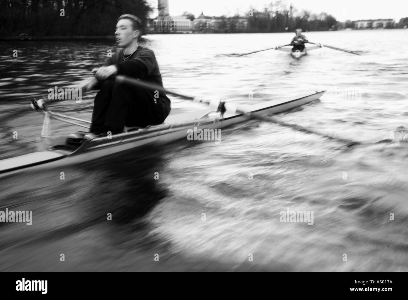 a one man rowing boat Stock Photo - Alamy