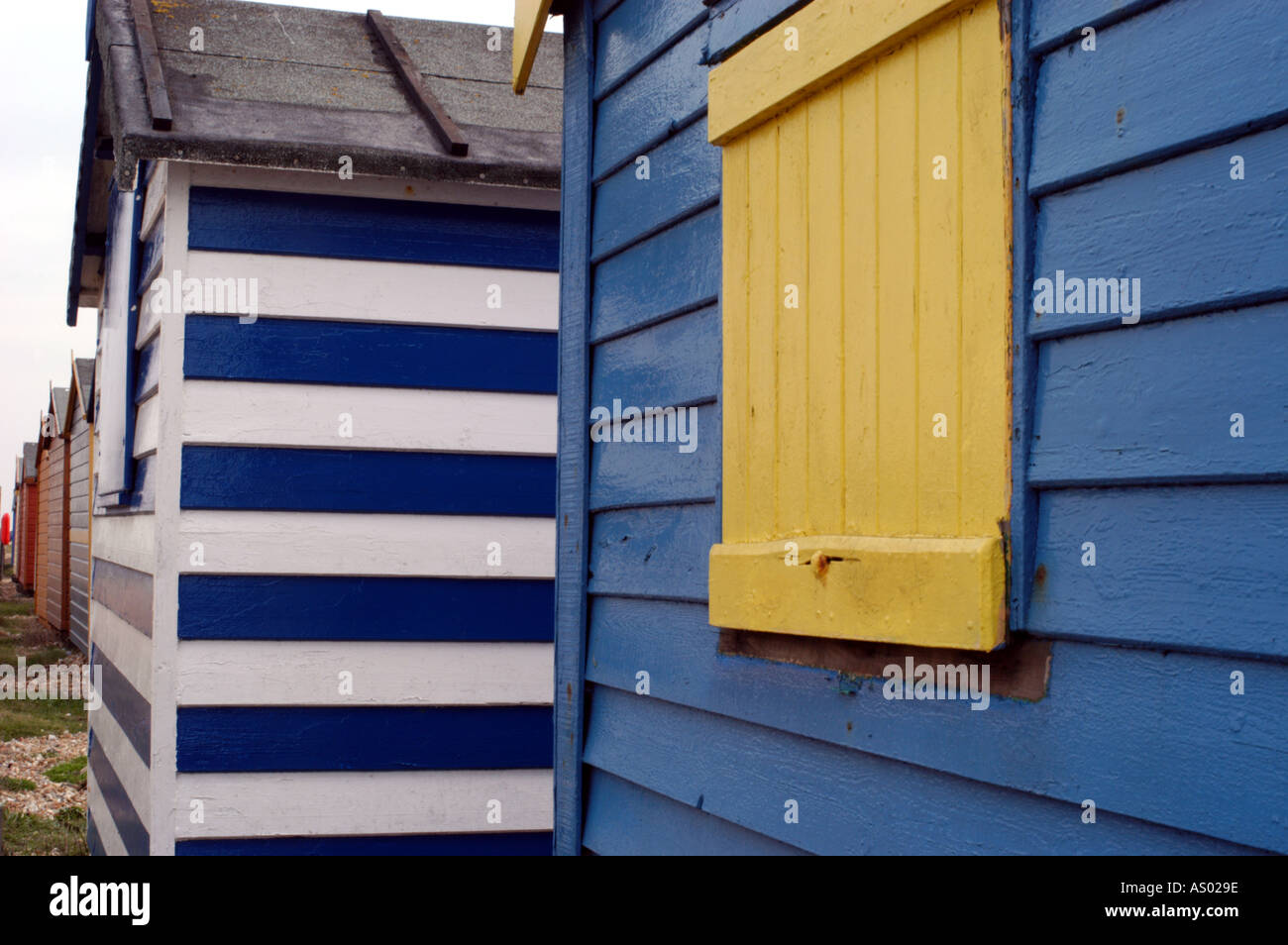 Beach Huts on Sea Front Stock Photo - Alamy