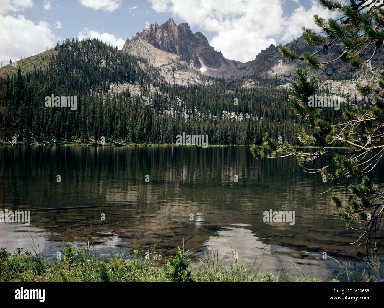 Sawtooth National Recreation Area of Idaho and Bench Lake with Mount ...