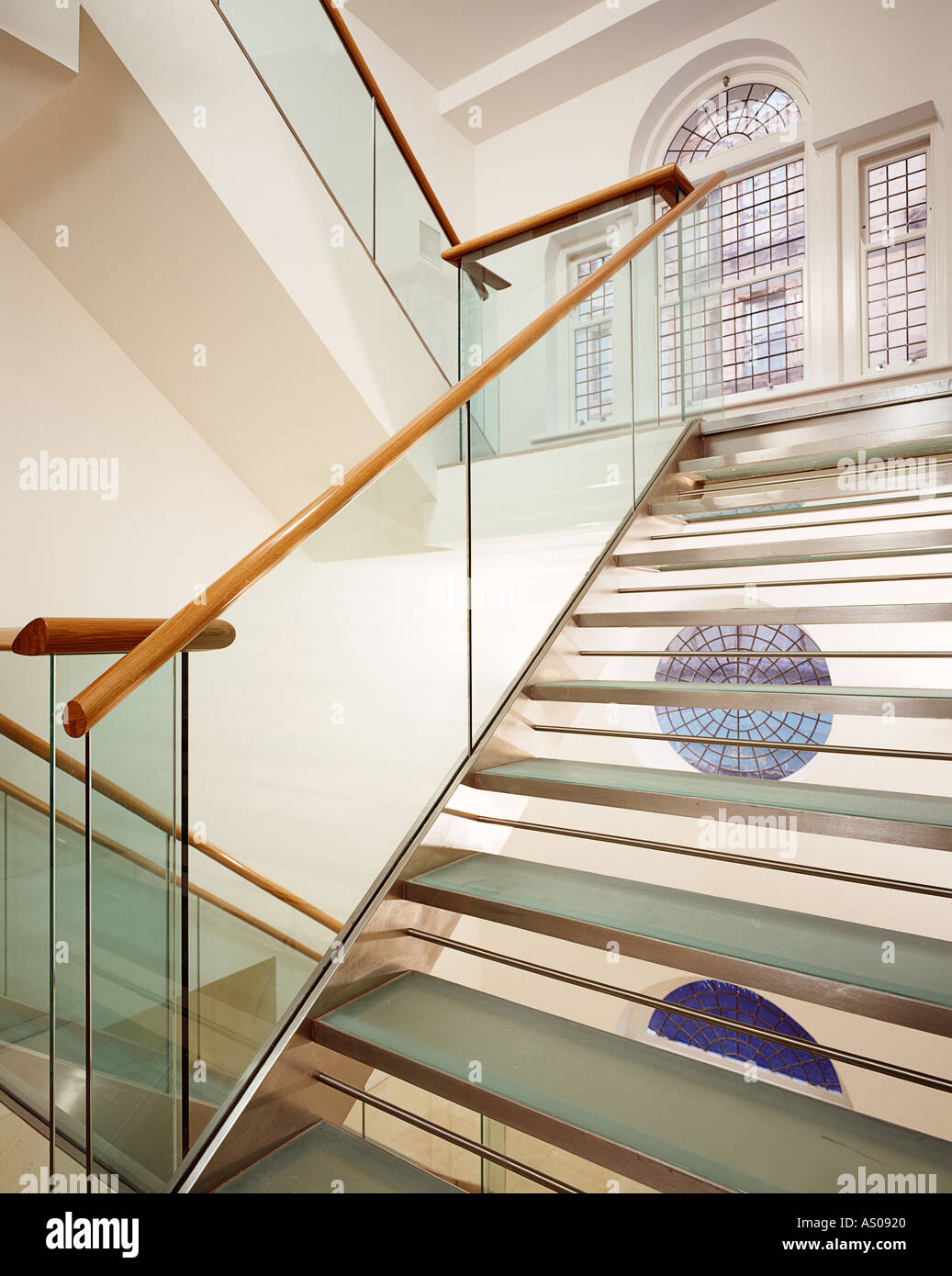 Windows through staircase Stock Photo - Alamy