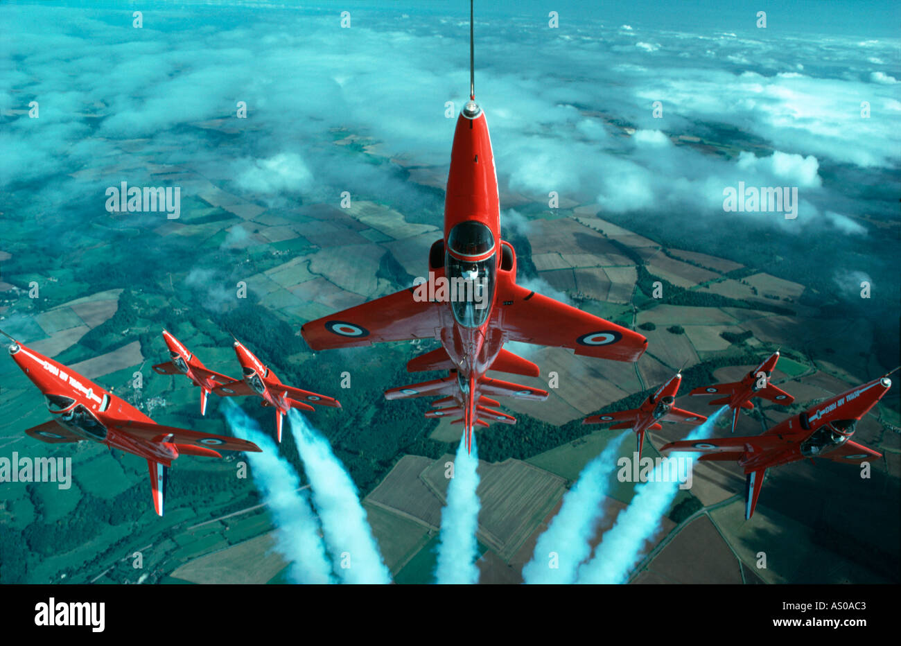 Red Arrows aerobatic team with Gnat aircraft, pre 1980 Stock Photo - Alamy